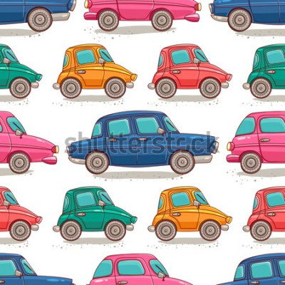 Bild Muster mit Retro-Autos. Cartoon-Stil nach Maß - myredro.de