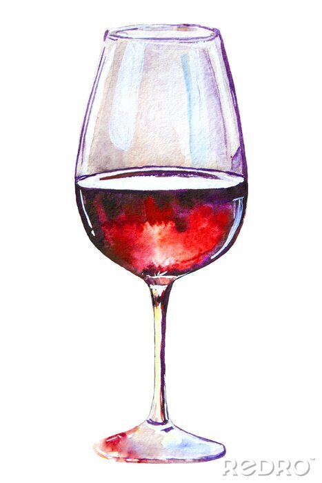 Bild Rotwein im Glas Aquarellzeichnung nach Maß - myredro.de