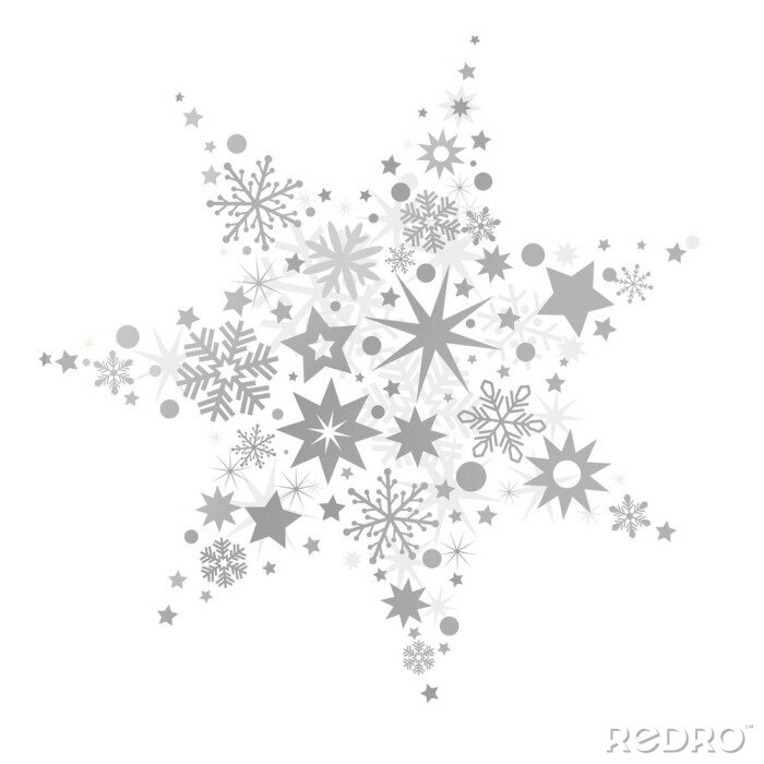 Poster Graue Sterne Schneeflocken Grafik nach Maß - myredro.de