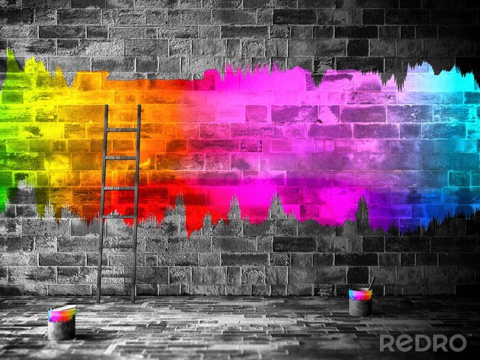 Sticker Bunte Flecken auf dunkler Mauer nach Maß - myredro.de